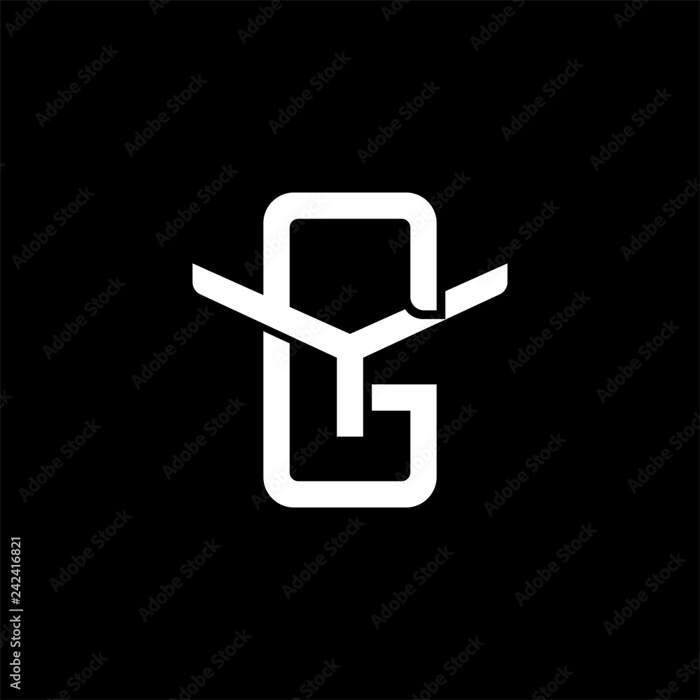 Initial letter Y and G, YG, GY, overlapping interlock monogram logo ...