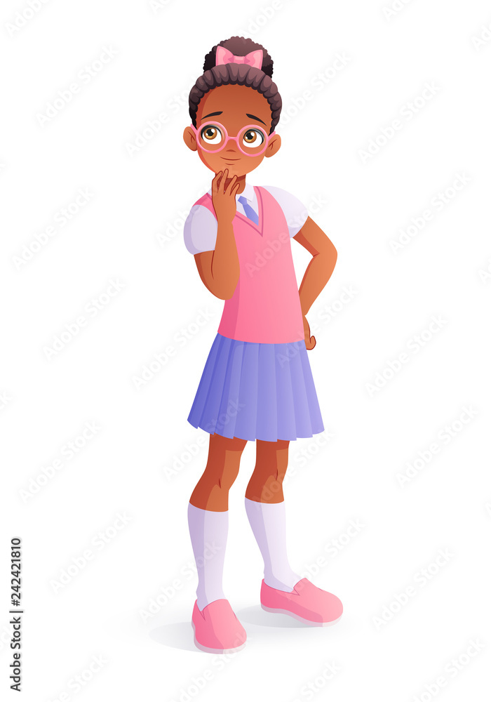 Animated Little Girl Thinking