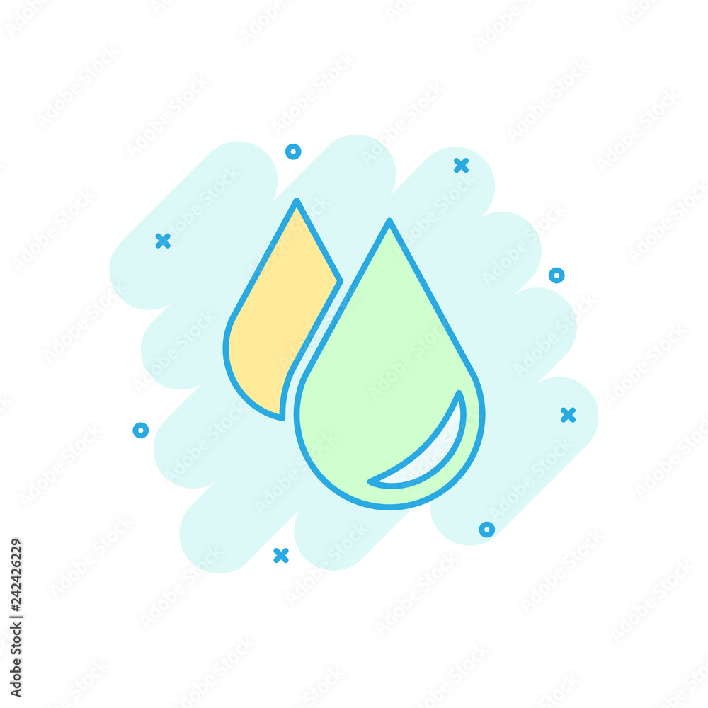 Water drop icon in comic style. Raindrop vector cartoon illustration ...
