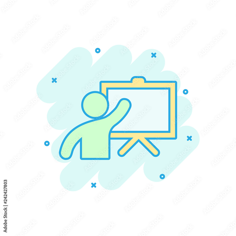 Training education icon in comic style. People seminar vector cartoon ...