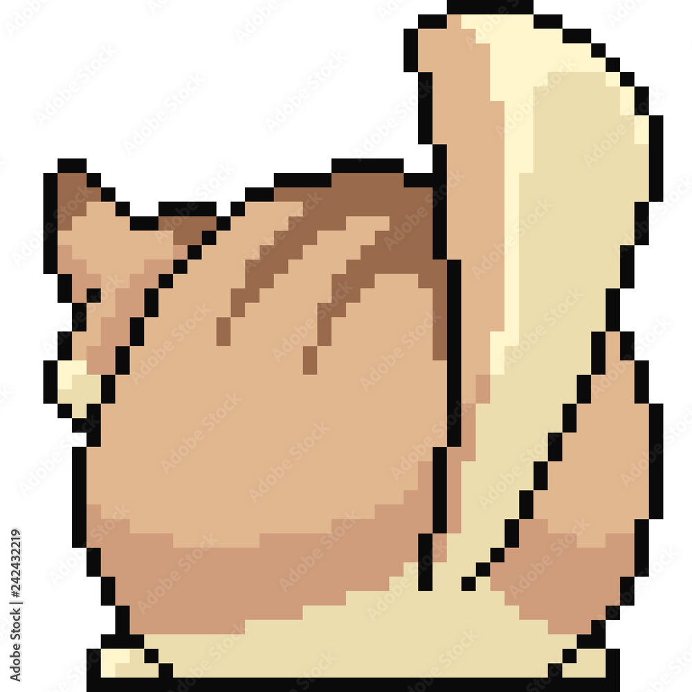 vector pixel art fat cat Stock Vector | Adobe Stock