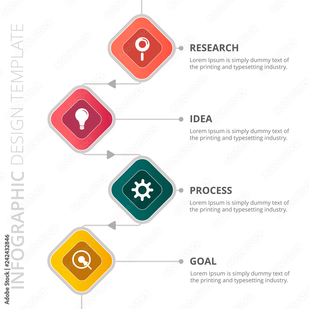 Process infographic template design with 4 steps - Vector Illustration ...