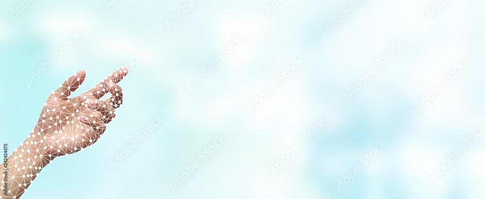 ai hand gesture reach and pointing on blur blue gradient technology ...