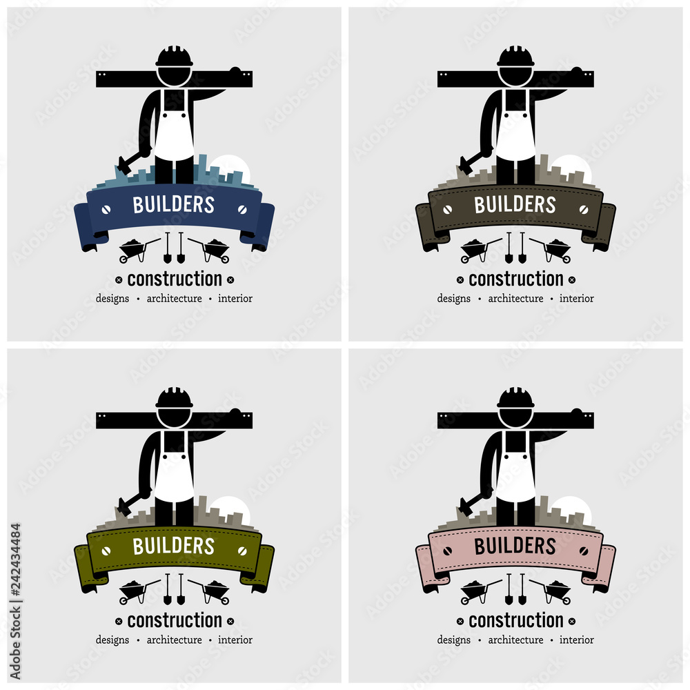 Construction worker logo design. Vector artwork of industrial builder ...
