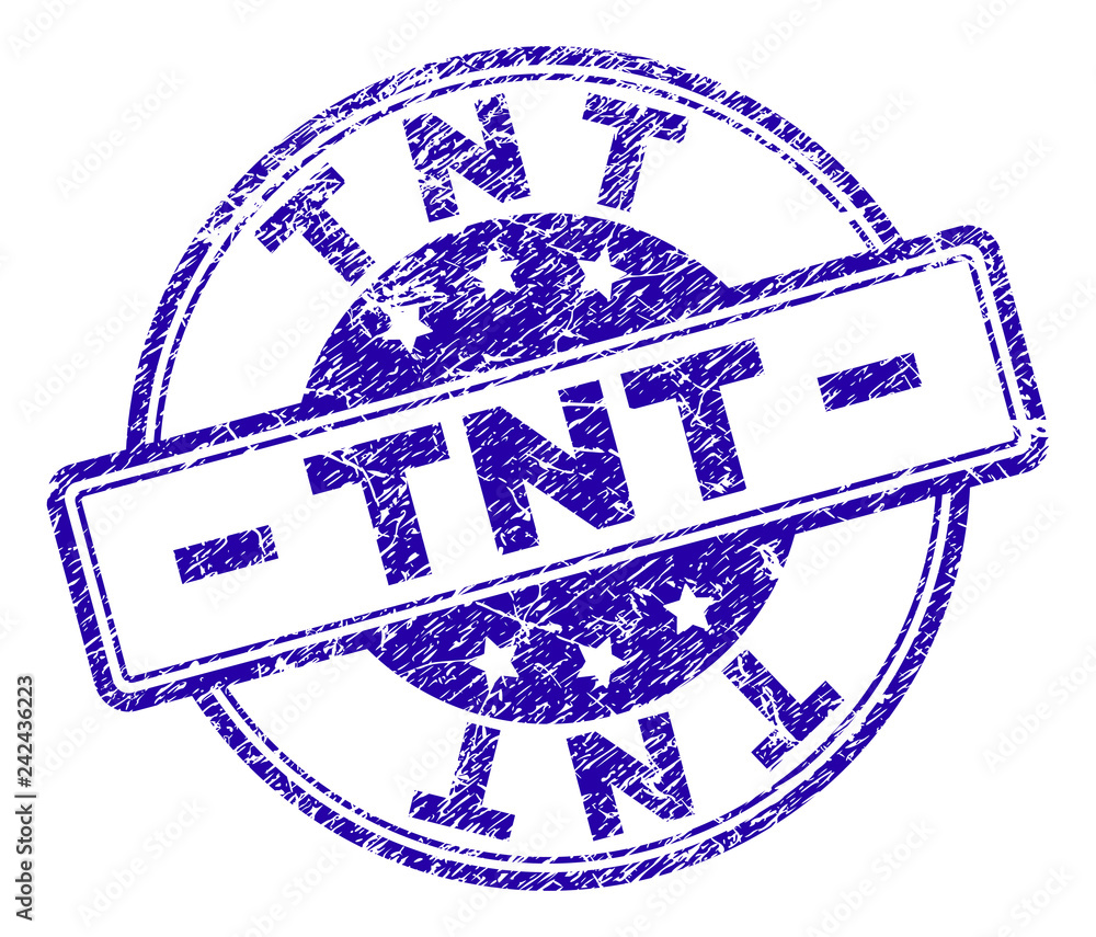 TNT stamp seal watermark with distress texture. Designed with rounded ...