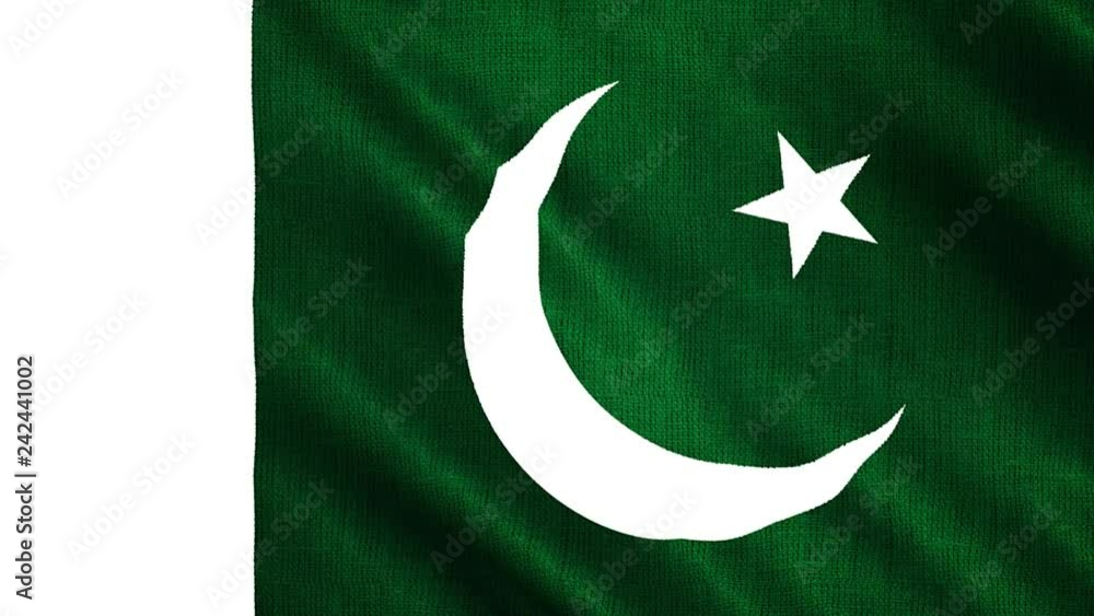 Pakistan flag is waving 3D animation. Symbol of Pakistani national on ...