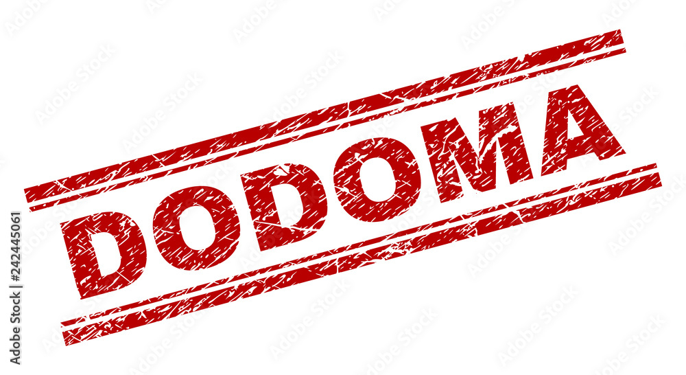 DODOMA seal print with grunge effect. Red vector rubber print of DODOMA ...