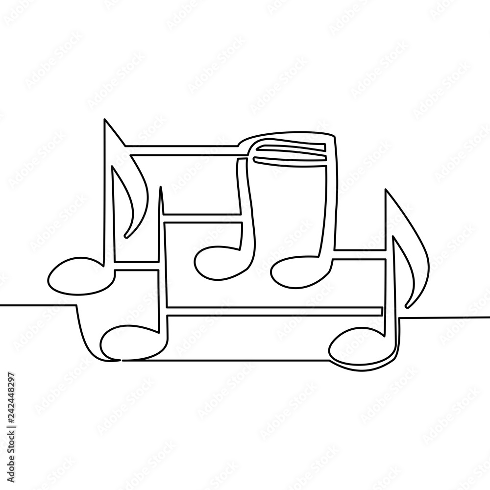 Continuous one line drawing music notes concept Stock Vector | Adobe Stock