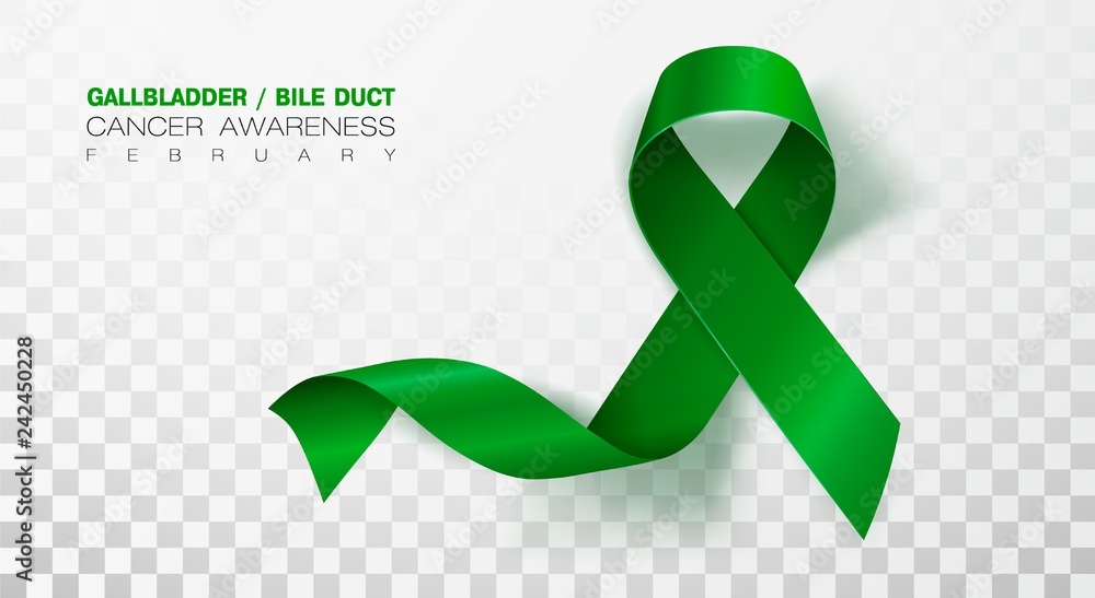 Gallbladder and Bile Duct Cancer Awareness Month. Realistic Kelly Green ...