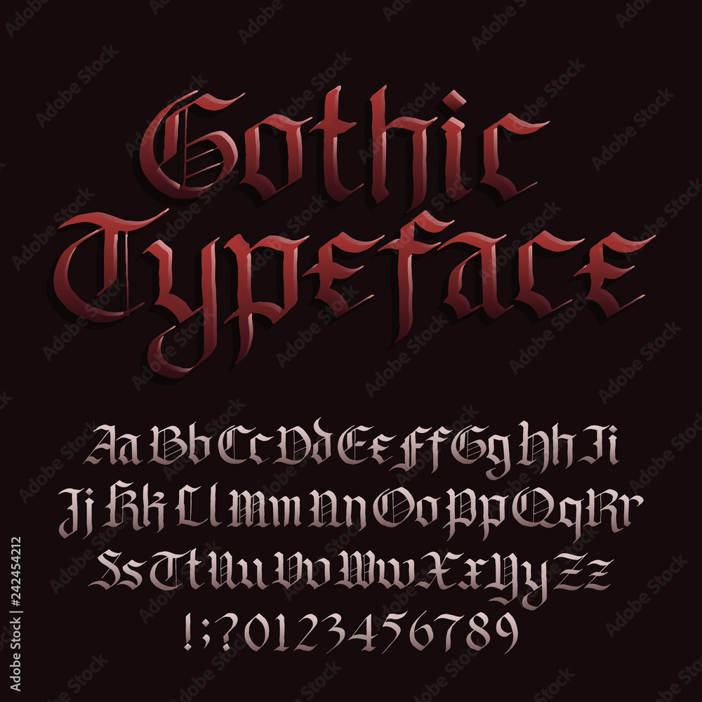 Gothic font alphabet font. Blackletter fracture letters symbols and ...