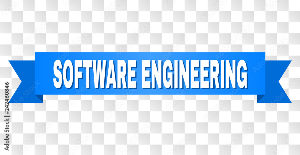 SOFTWARE ENGINEERING text on a ribbon. Designed with white title and ...