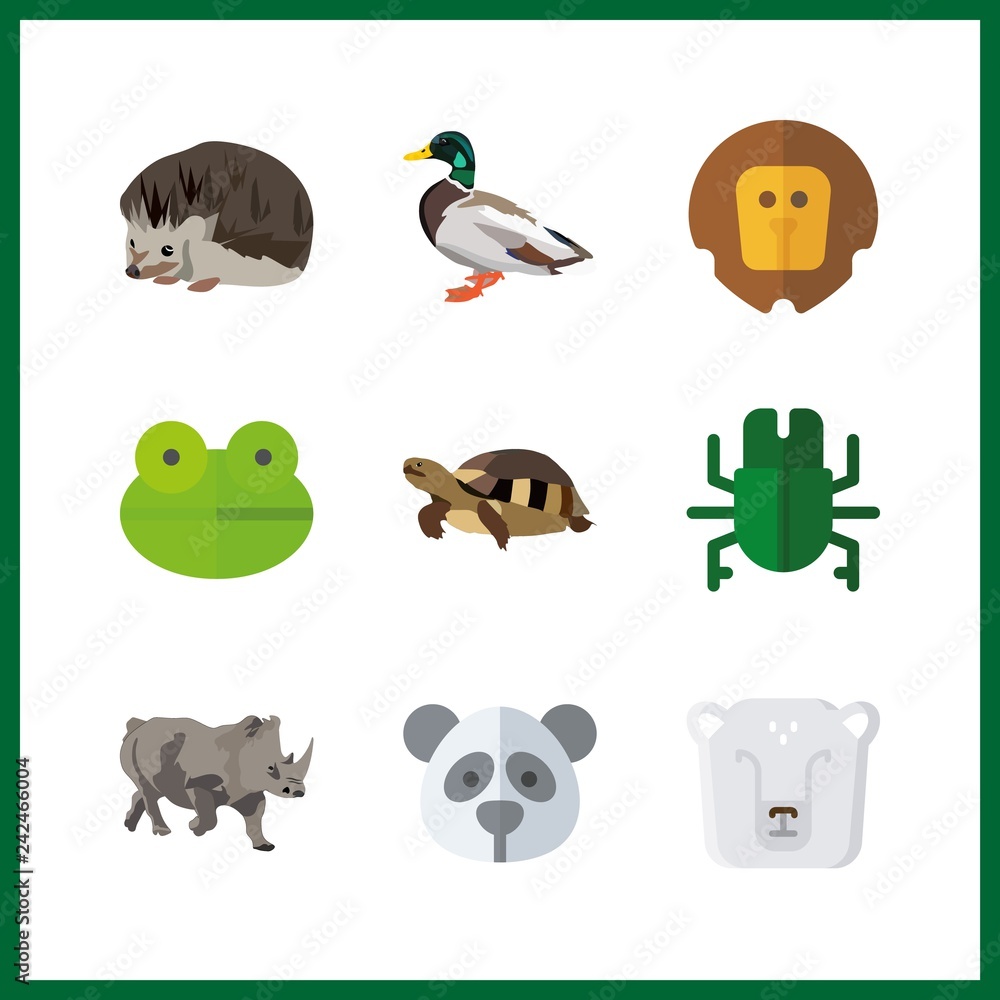 9 wildlife icon. Vector illustration wildlife set. panda and polar bear ...