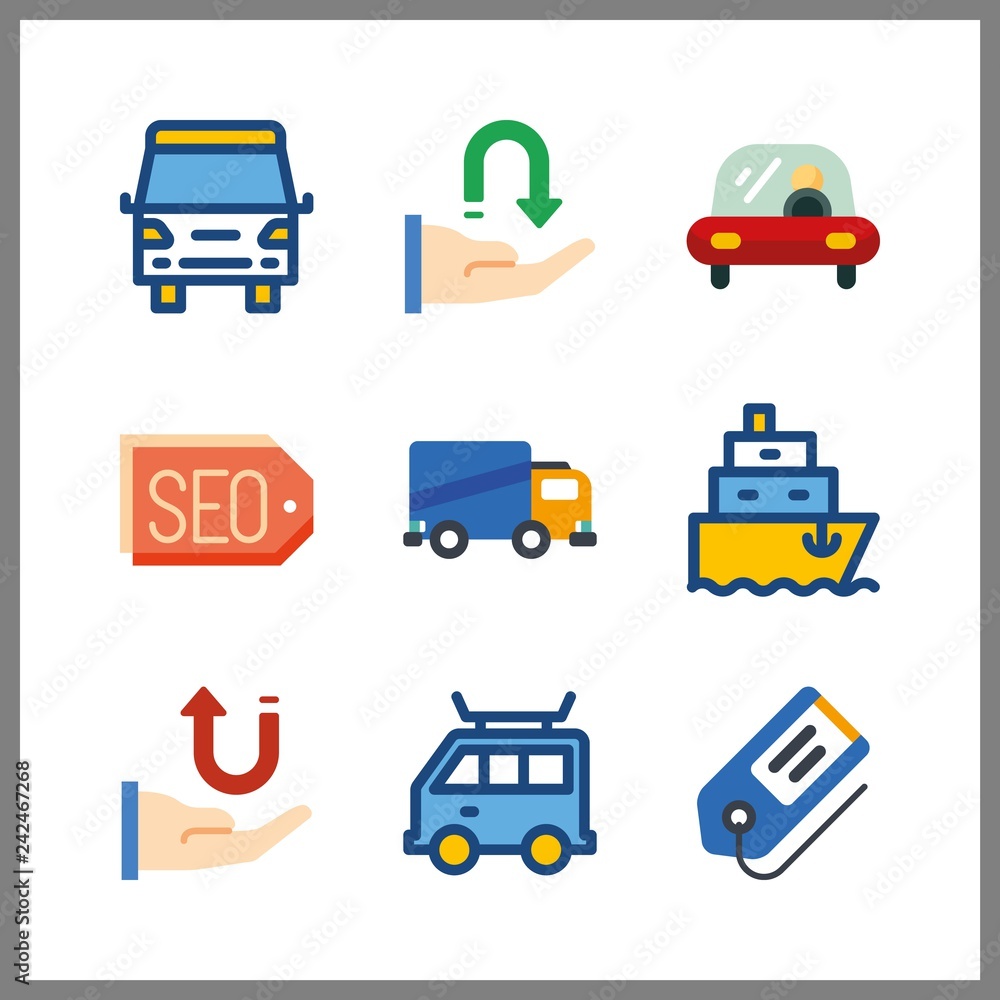 9 shipping icon. Vector illustration shipping set. delivery truck and ...