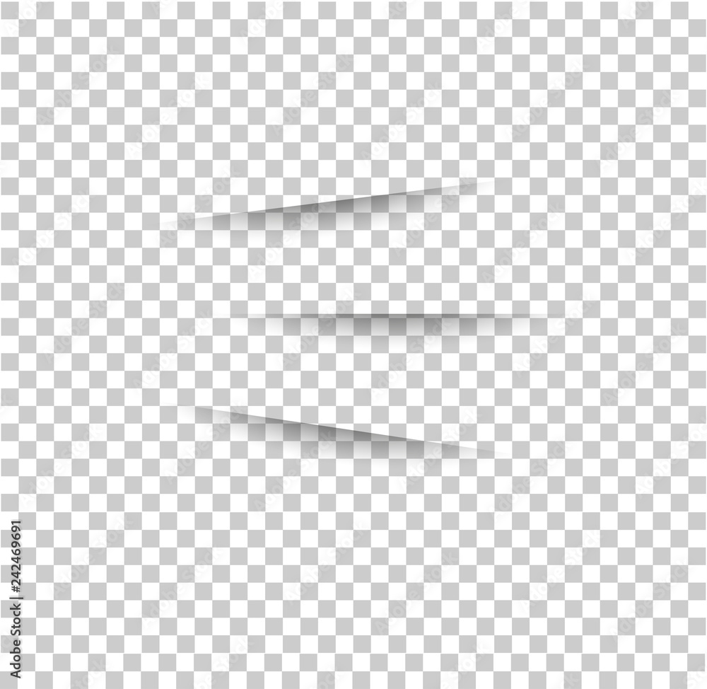 Vector realistic Cuts in paper sheet with a shadow on transparent ...
