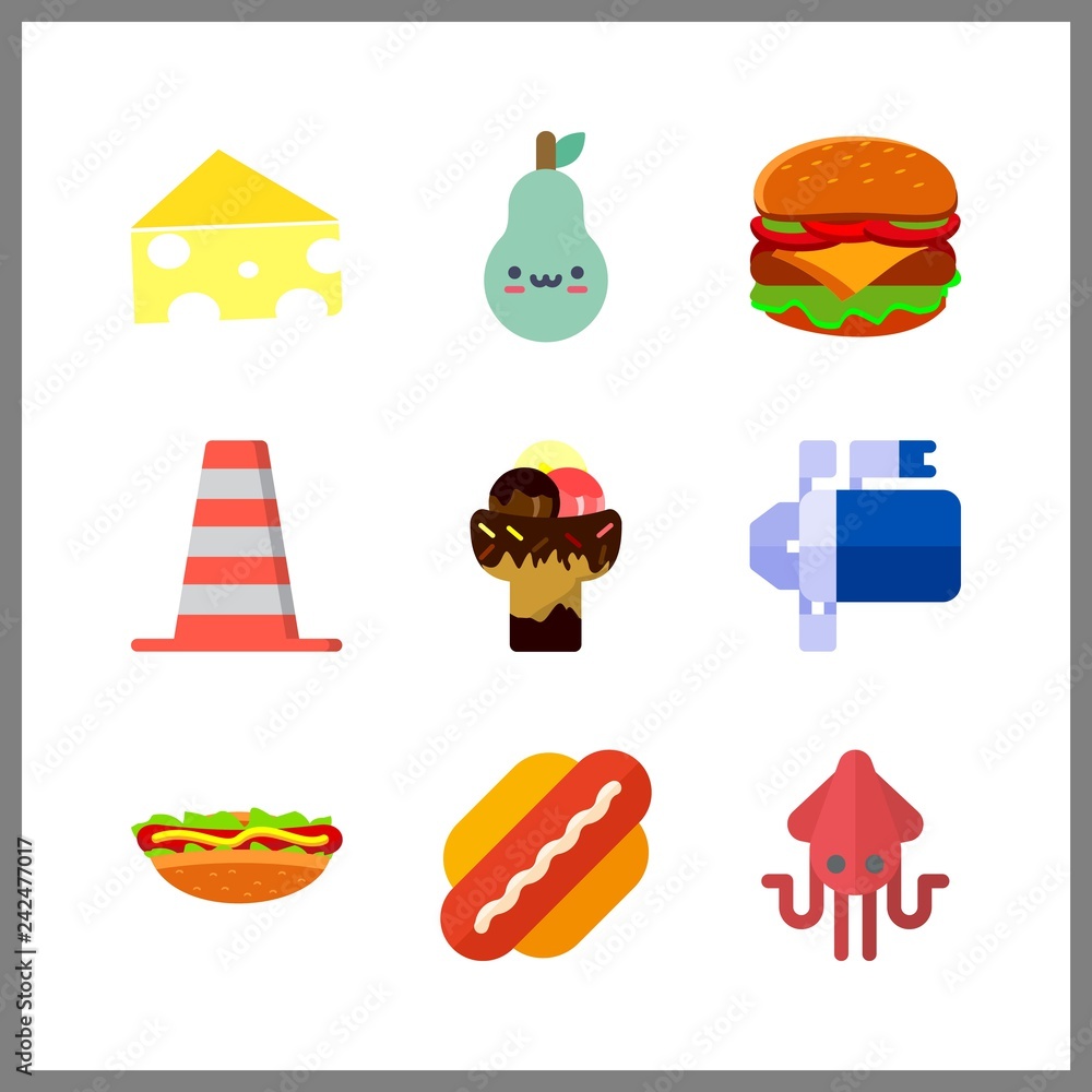 9 snack icon. Vector illustration snack set. hot dog and ice cream ...