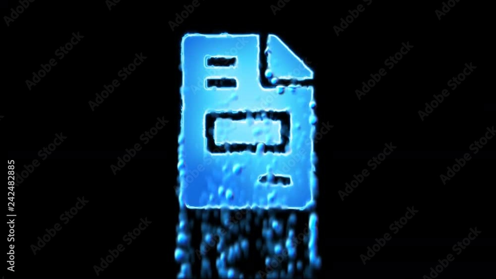 Liquid symbol file invoice appears with water droplets. Then dissolves ...