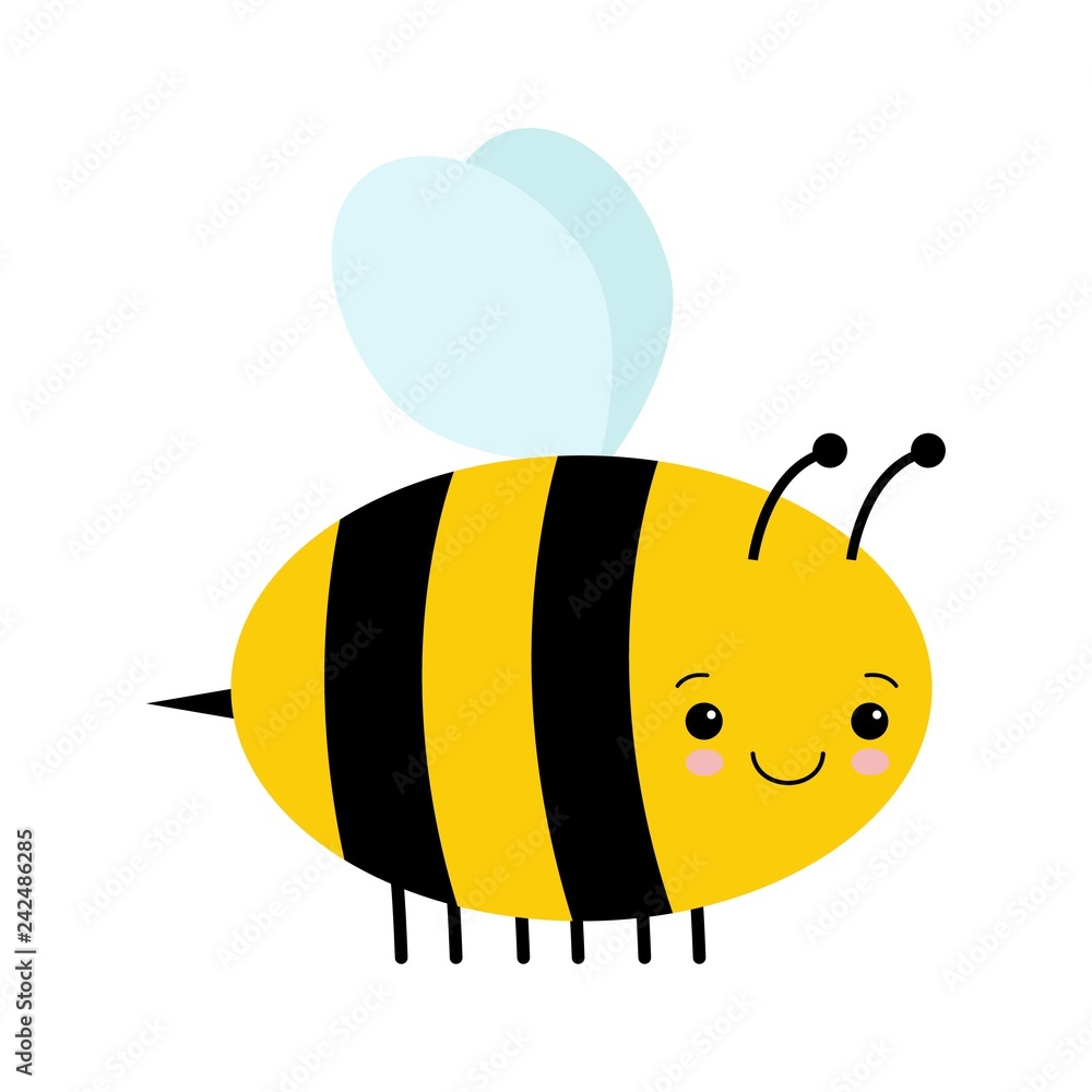 Vector Cute Cartoon Bee Isolated On White Background Stock Vector