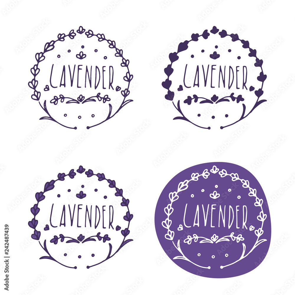 Set of template label logo design of abstract icon lavender. Vector ...