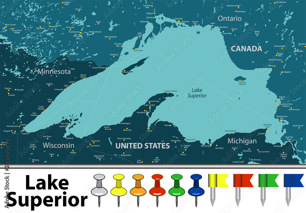 Map of Lake Superior Stock Vector | Adobe Stock