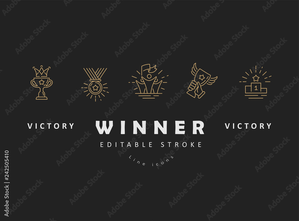 Vector icon and logo winner and champion. Editable outline stroke size ...