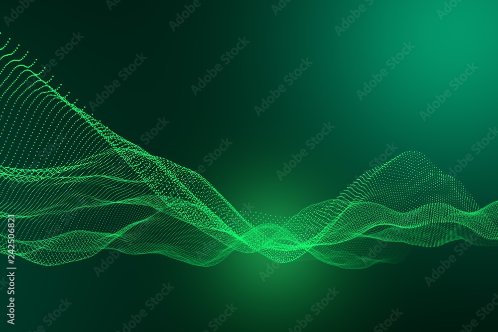 Soft technology background. Network with green glowing lines Stock ...