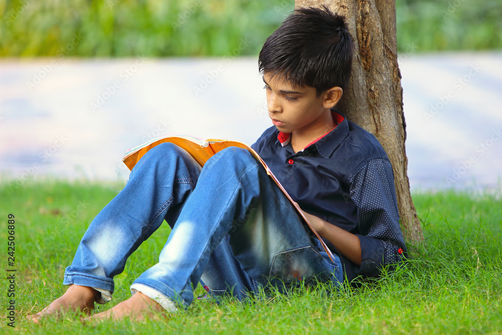 Indian Boy Reading A Book