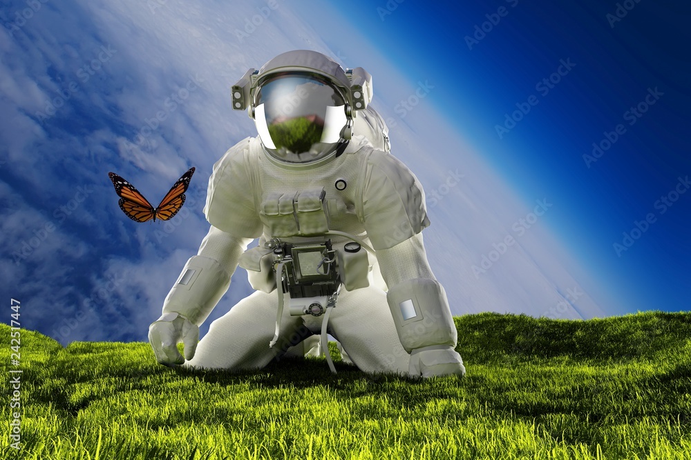 Astronaut and butterfly Stock Photo | Adobe Stock