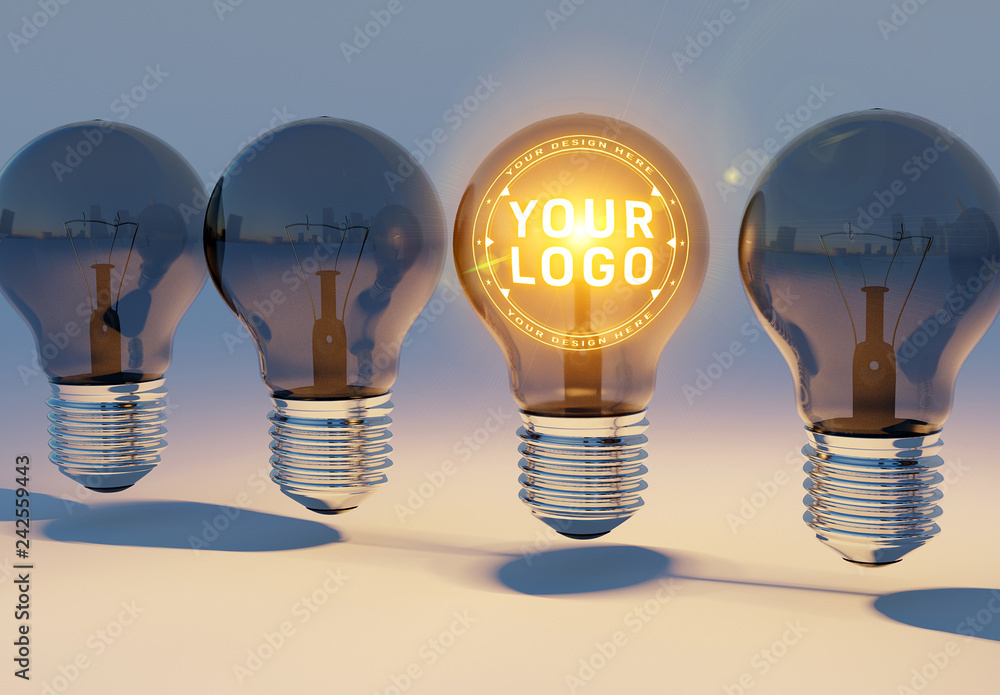 Lightbulb Logo Mockup Stock Template | Adobe Stock