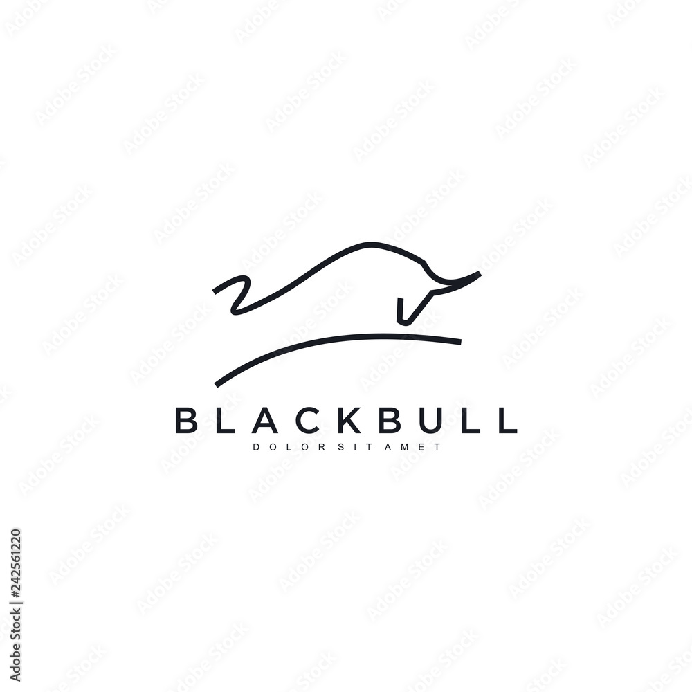 charging bull line toro art outline monoline linear logo vector icon ...