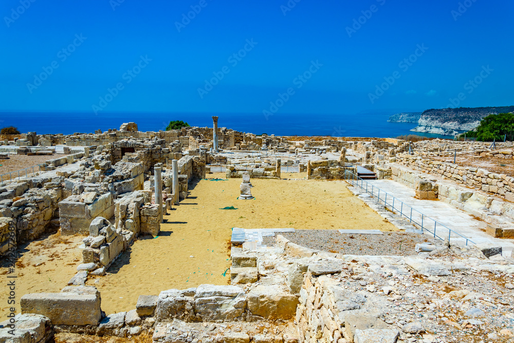 Ruins of an early christian basilica situated at ancient kourion site ...