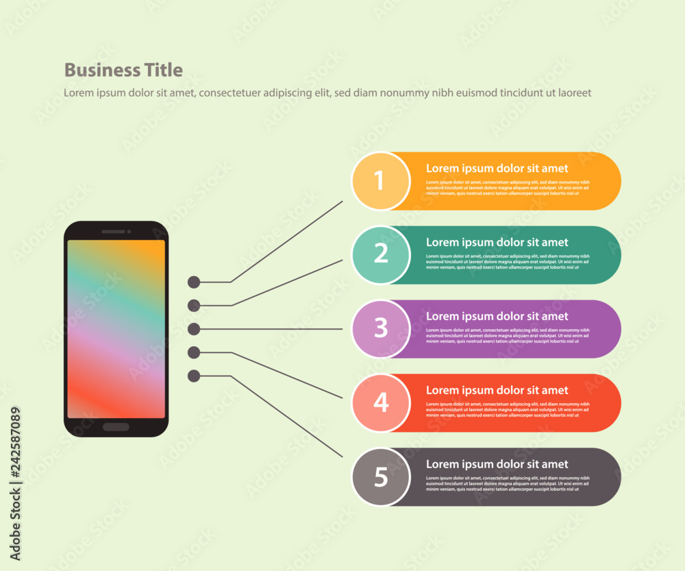 smartphone app infographic with list of detail explanation template ...