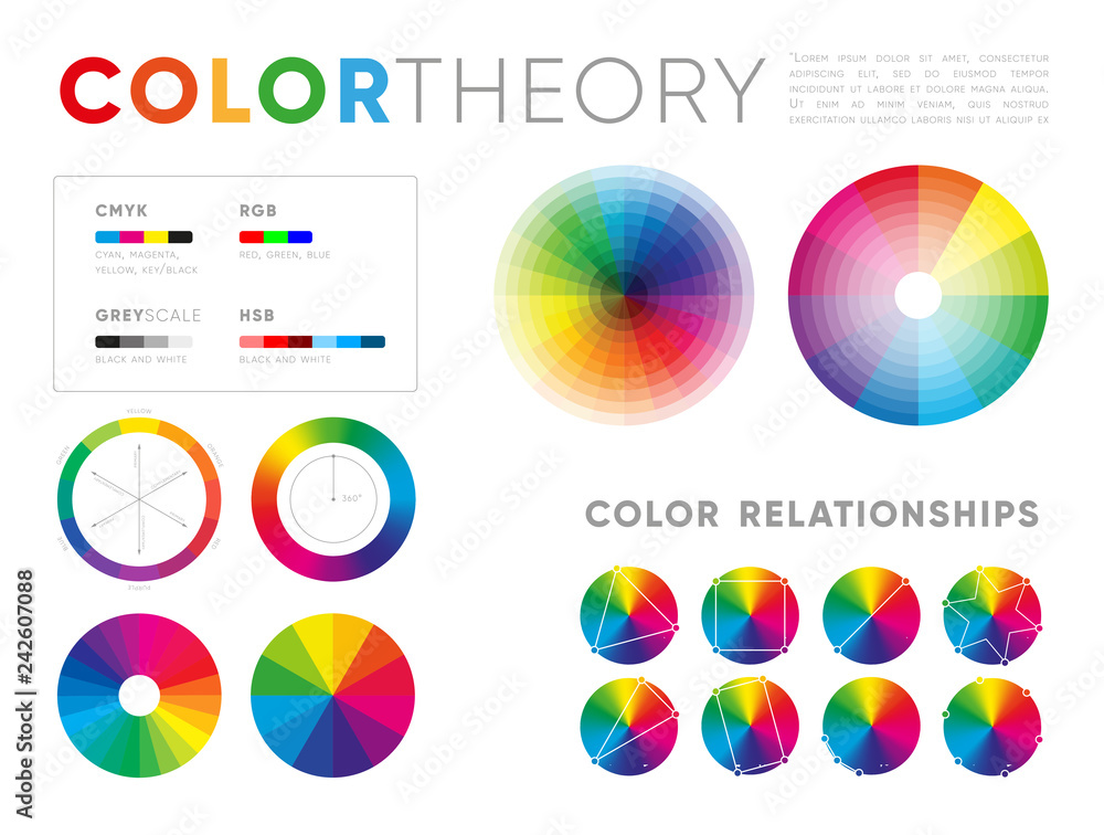 Set Of Various Templates For Color Theory Showing Circles With Shades ...