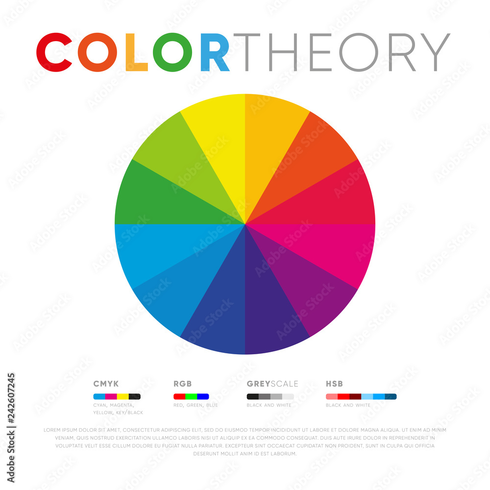Bright spectrum colorful circle for color theory presentation isolated ...