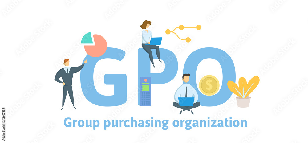 GPO, Group Purchasing Organization. Concept with keywords, letters and ...