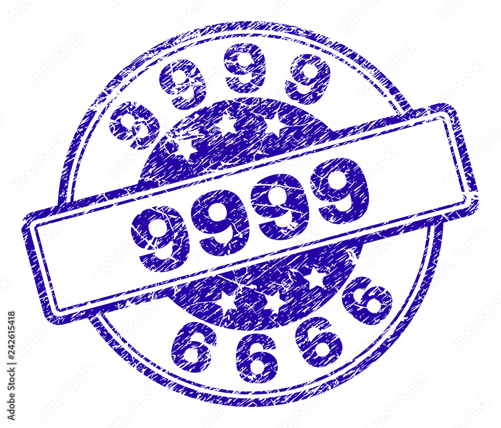 9999 stamp seal watermark with grunge texture. Designed with rounded ...