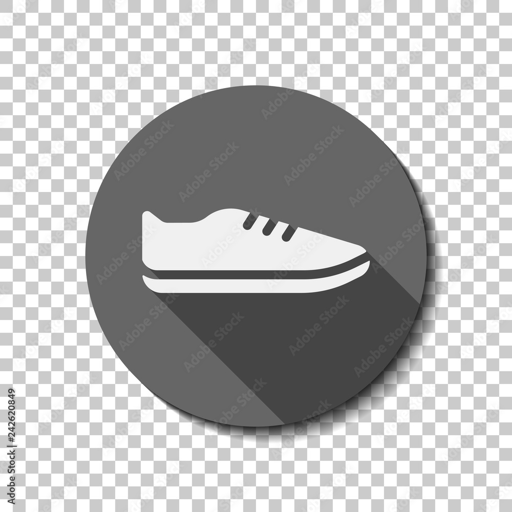 Shoe or sneaker, icon of sport. flat icon, long shadow, circle ...