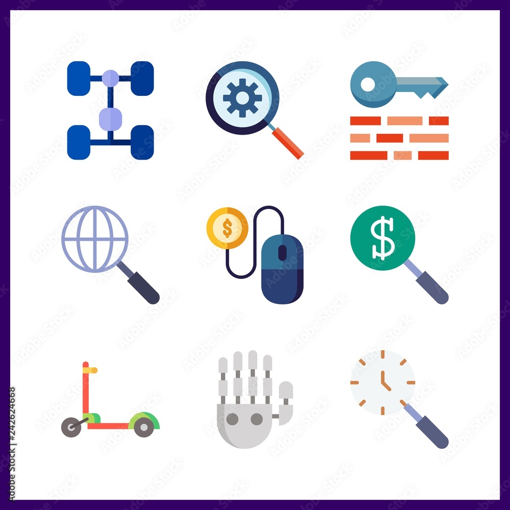 9 engine icon. Vector illustration engine set. scooter and pay per ...