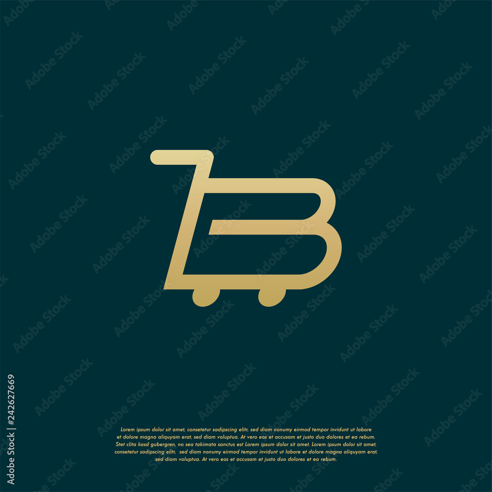 B Shopping Cart logo designs concept vector, Simple Icon b Shopping ...