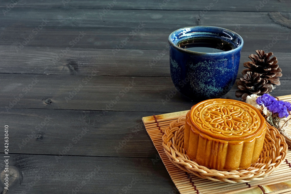 Moon cake for Mid autumn festival , Retro vintage style of Chinese ...