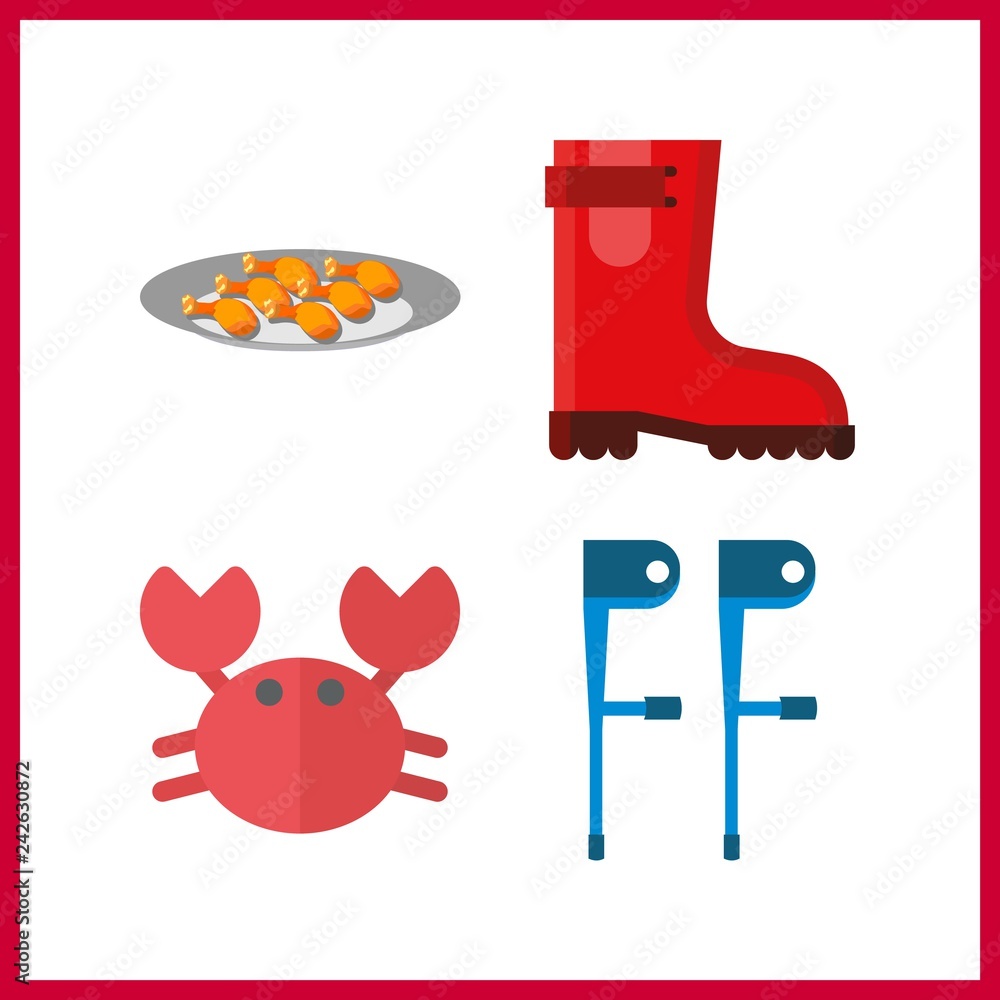 4 leg icon. Vector illustration leg set. crutch and crab icons for leg ...