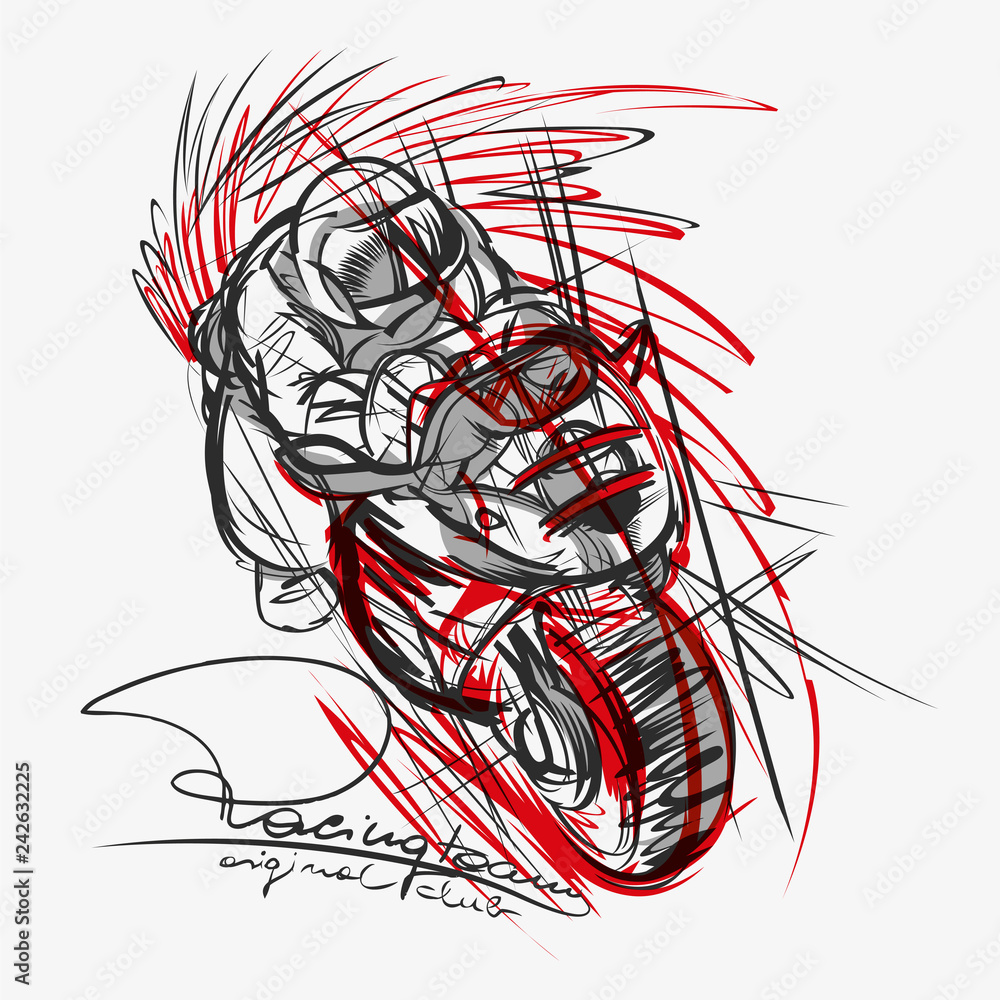 Motorcycle rider sketch Stock Vector | Adobe Stock