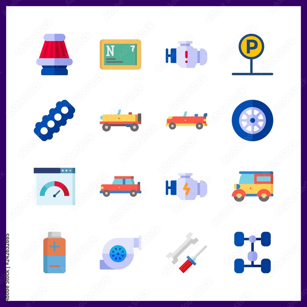16 automotive icon. Vector illustration automotive set. parking and ...