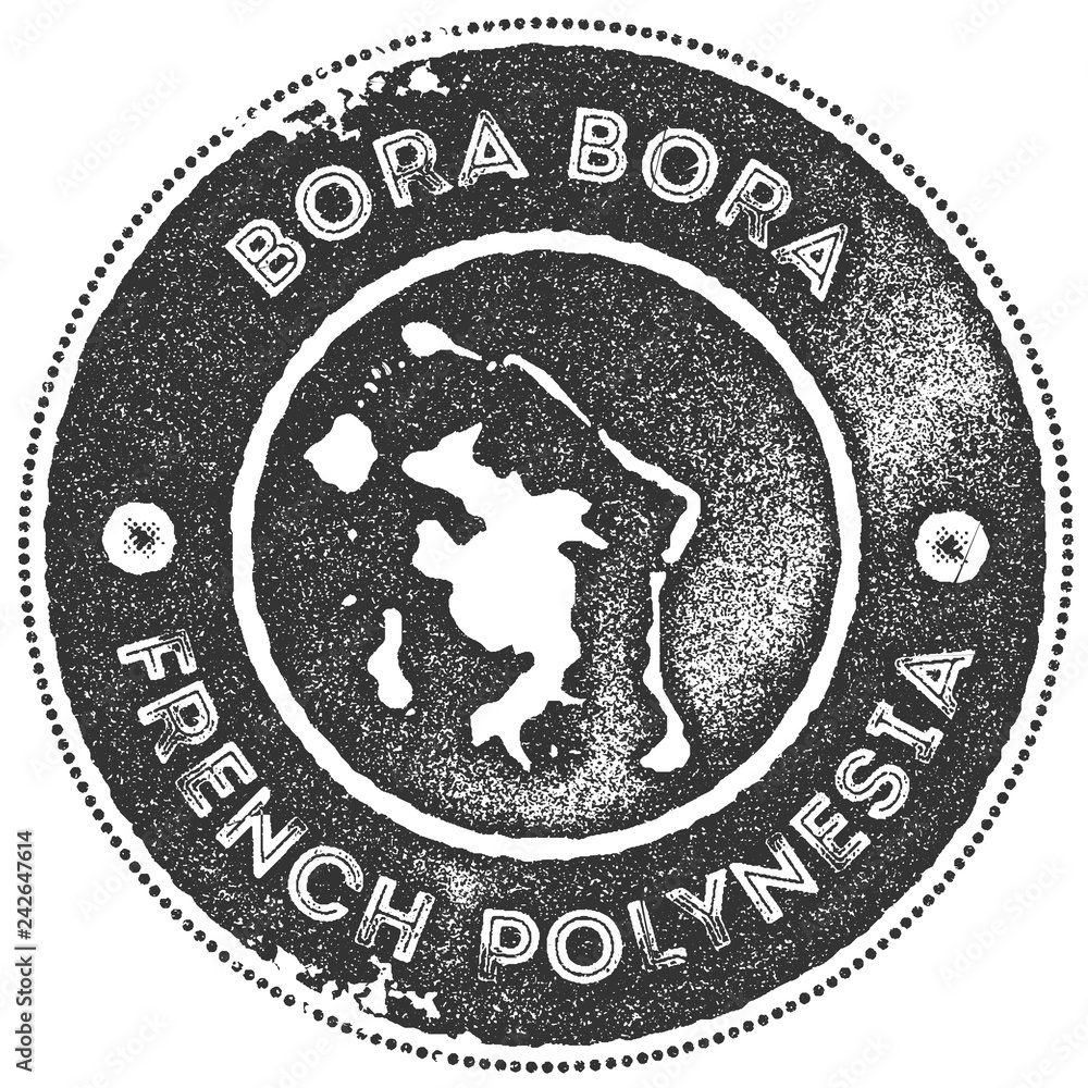 Bora Bora map vintage stamp. Retro style handmade label, badge or ...