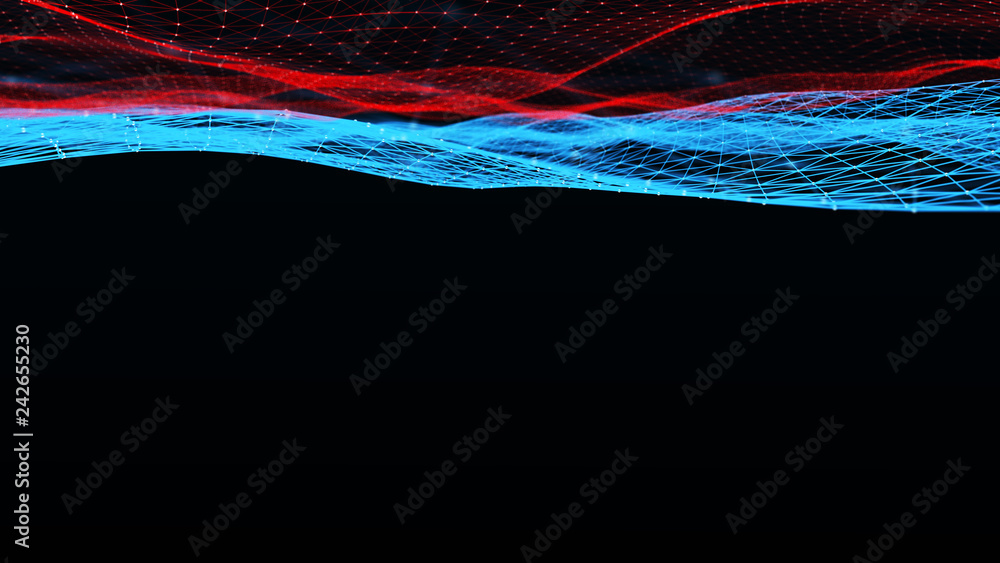 Abstract digital background with cybernetic particles. Plexus geometric ...