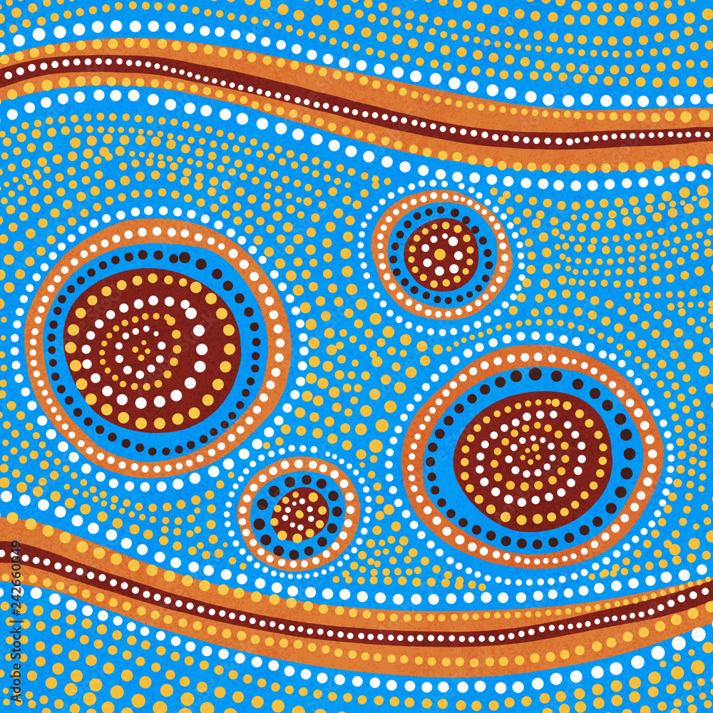 Australian Aboriginal styled dot painting artwork. Original digital ...
