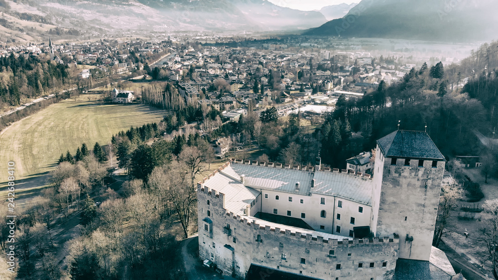 Lienz Castle aerial view in winter, Austria Stock Photo | Adobe Stock