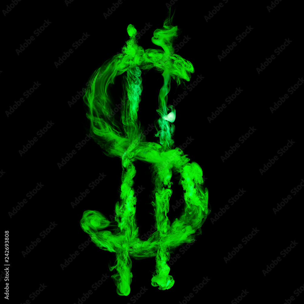 Green Dollar Signs Black Background