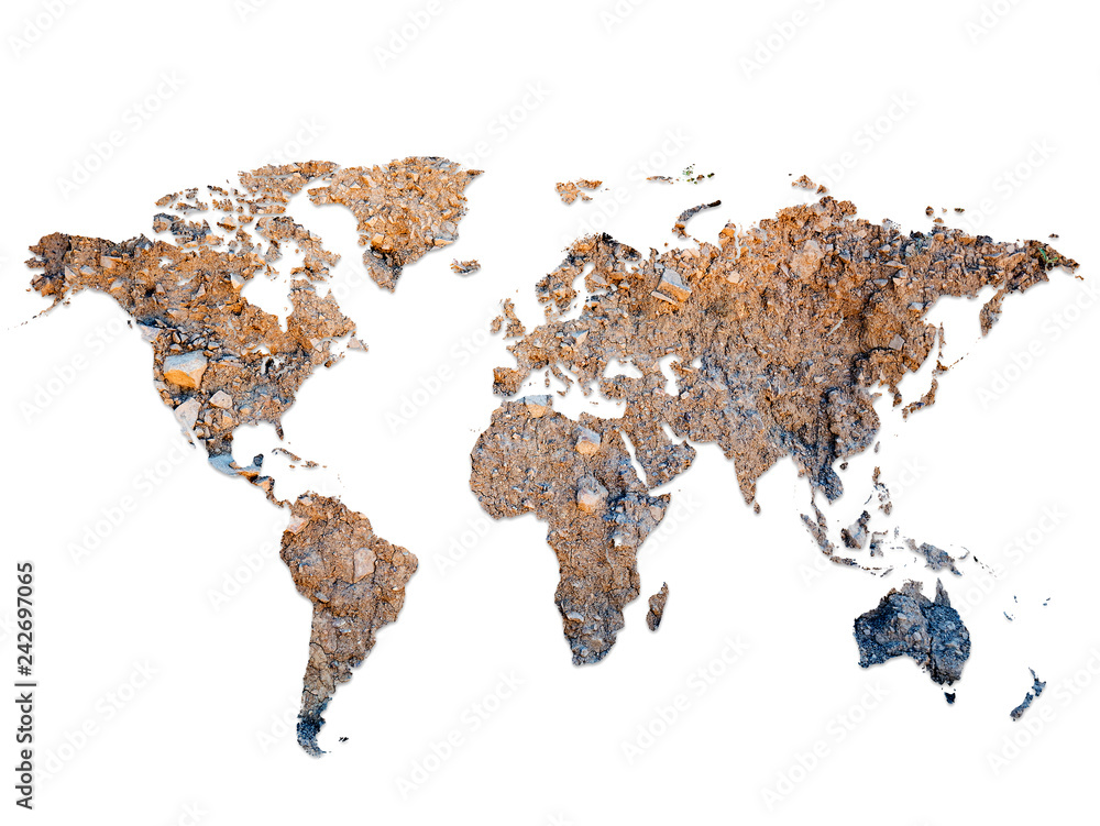 World map with texture of dry clay. Environment issue concept Stock ...