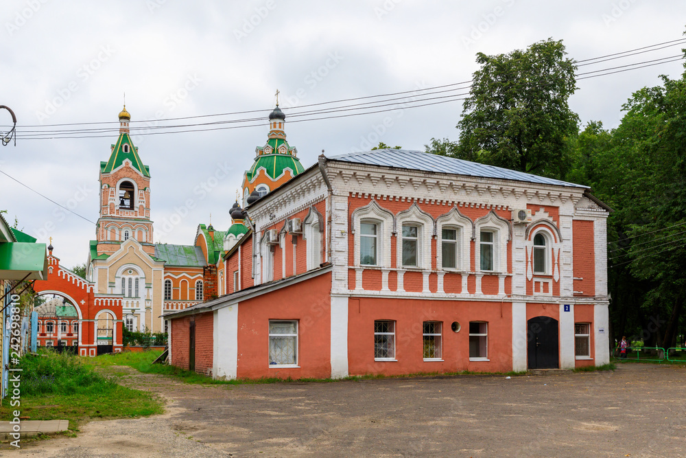 wealthy old stone houses in the village of Yurino on the bank of the ...