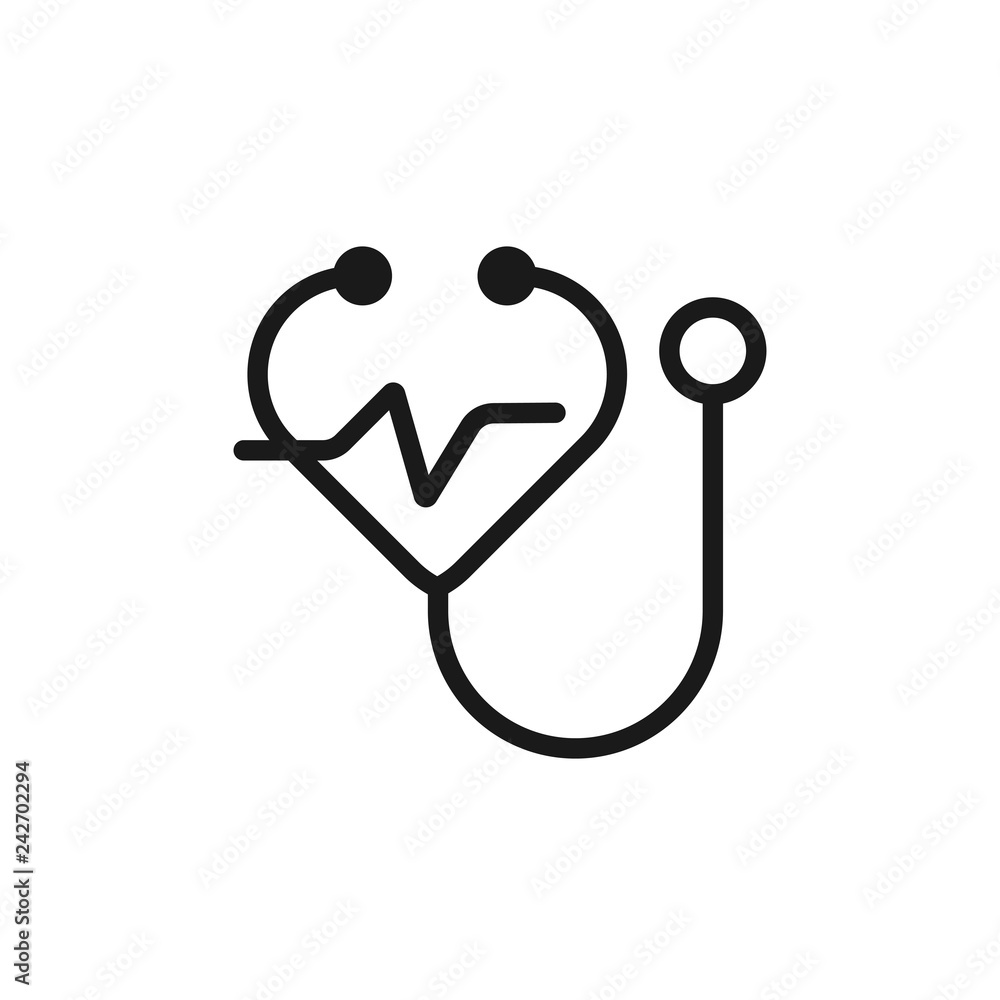 Phonendoscope icon. Trendy modern flat linear vector Phonendoscope icon on white background from ...